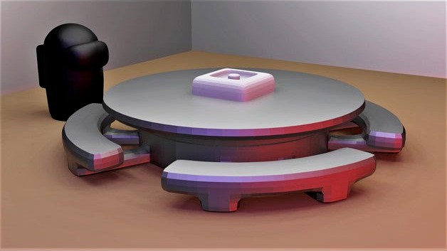 Among Us cafeteria table and emergency button by njeff 3d model