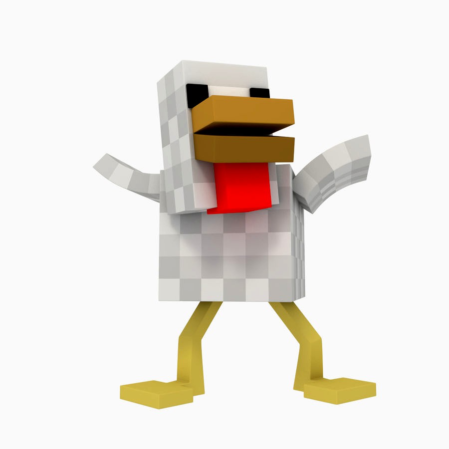Minecraft chicken model rigged 3d