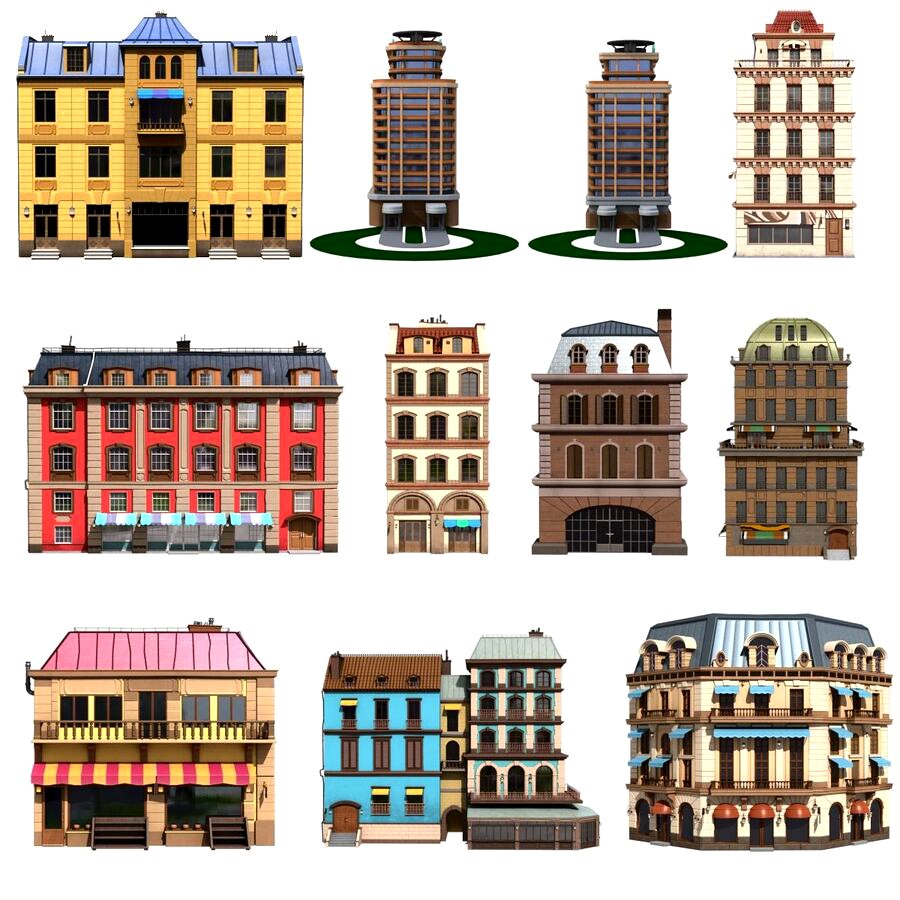 Cartoon Buildings 3d model