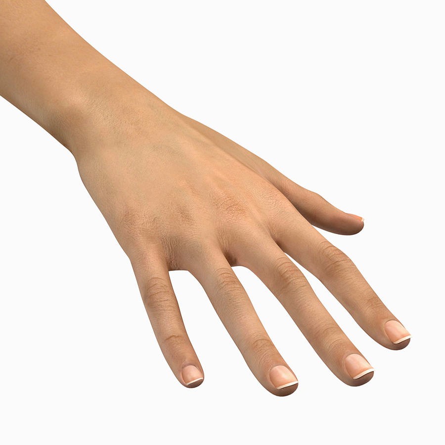 Caucasian Female Hand Short Nails Rigged for Maya 3D Model