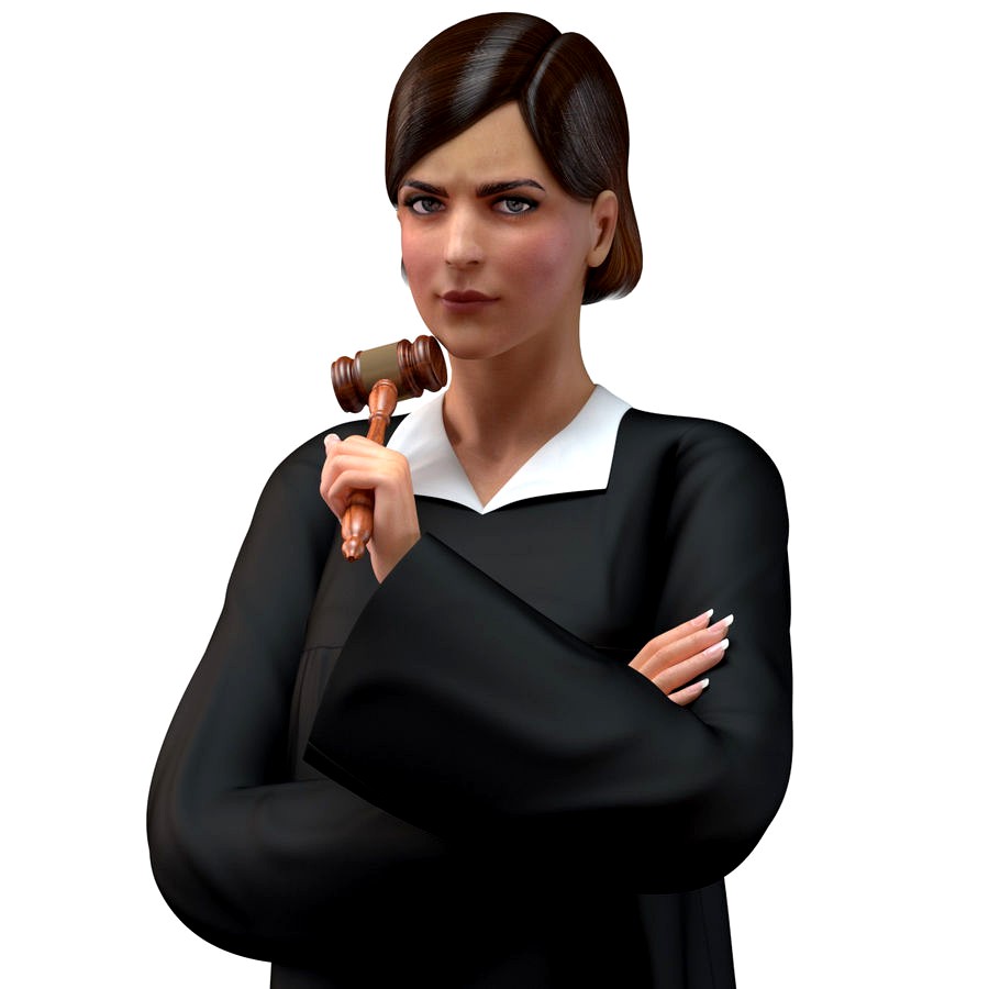 Female Judge with Gavel Rigged for Cinema 4D 3d model