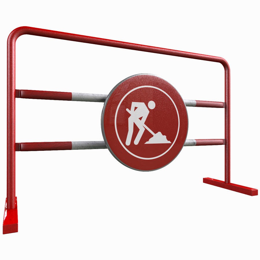 Barrier used + Sign 3d model