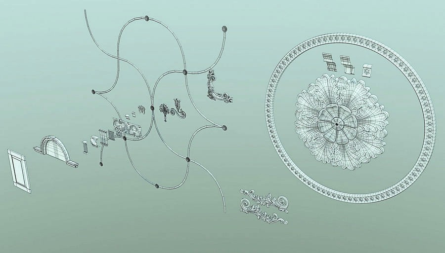 Ornamental plaster scrolls 3d model