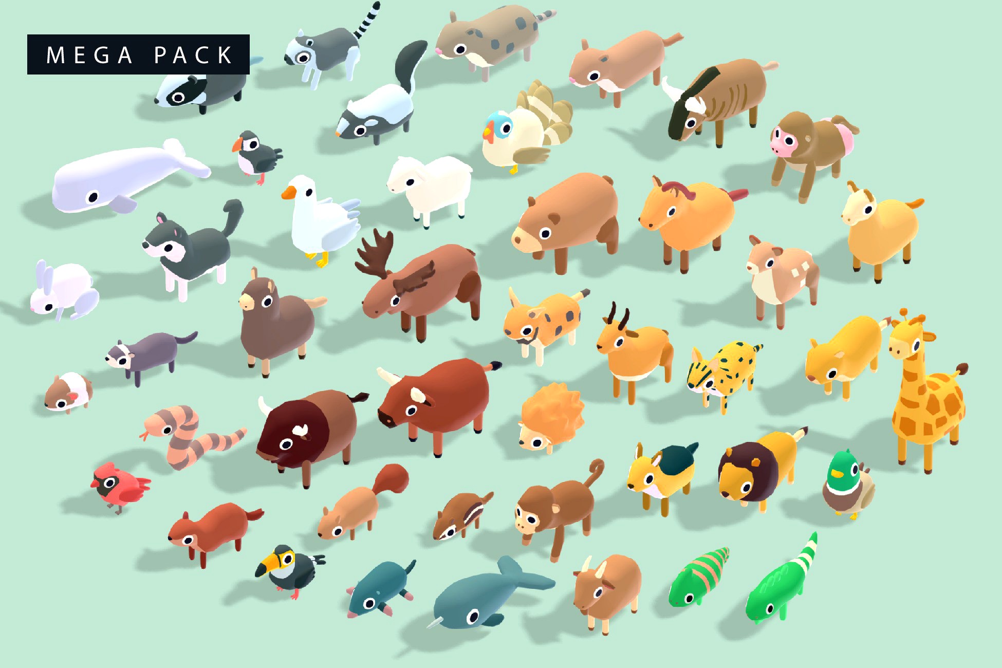 Quirky Series - Animals Mega Pack Vol 3 3d model