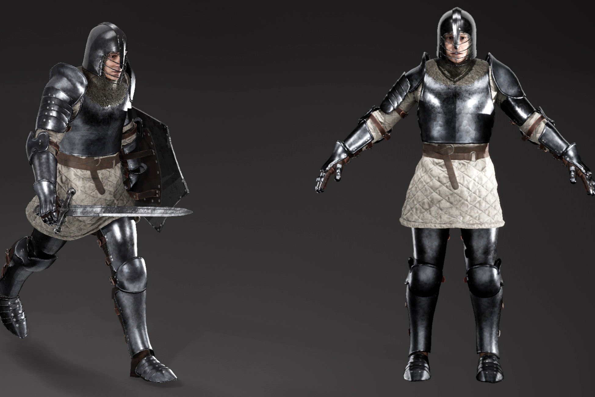 Medieval knight in armor 3d model