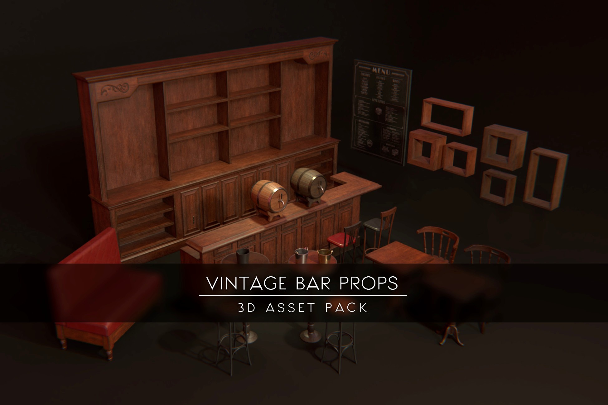 Vintage Bar Props 3d model