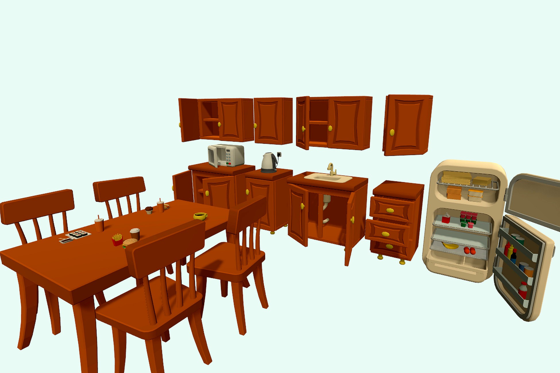 Cartoon office kitchen 3d model