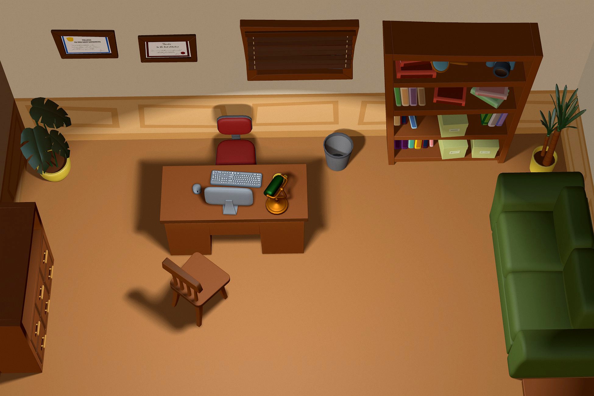 Cartoon detective office 3d model