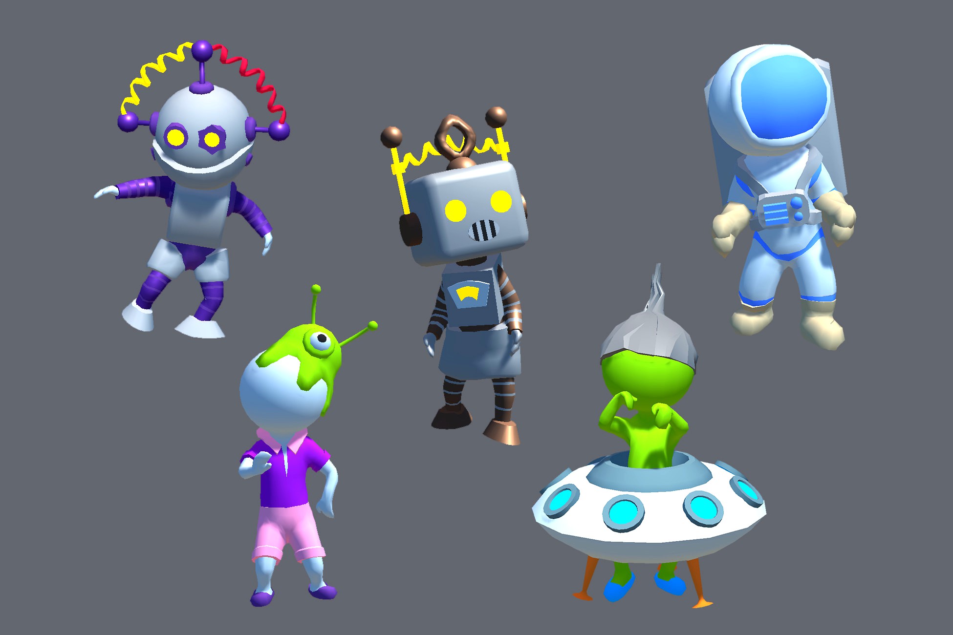 Hyper-Casual Characters Stickman sphere head skins vol.7 Space 3d model