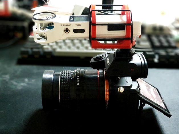 shock mount for zoom h1 microphone recorder, camera hotshoe by zoone 3d ...