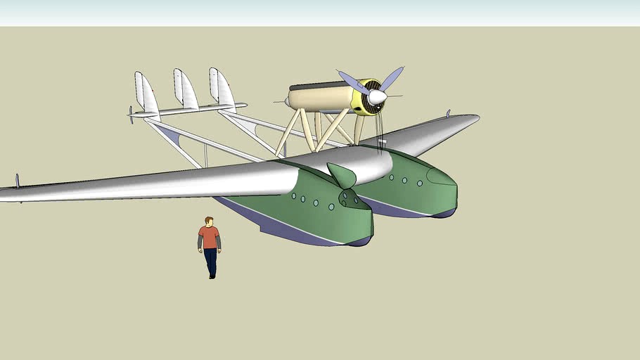 S.55 Savoia-Marchetti Seaplane 3d model