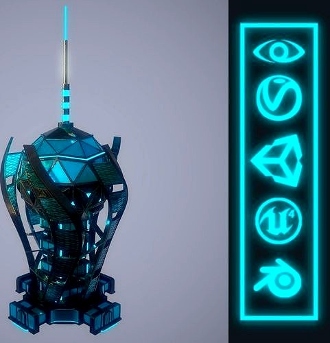 Sci-Fi style building 3d model