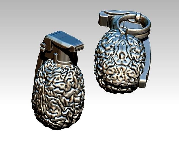 human Brain grenade highpoly modern art | 3D model