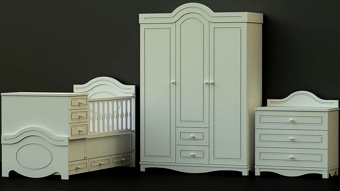 MDF BABY BEDROOM FURNITURE SET 3d model
