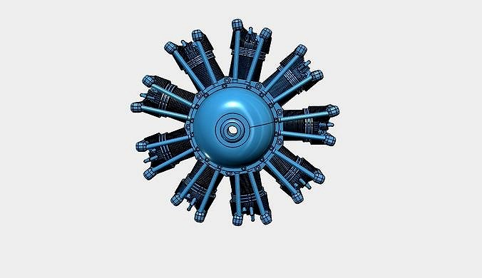 nine cylinder radial engine | 3D model