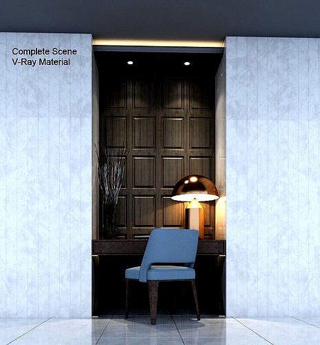 Complete Interior Scene For Study Table 3d model