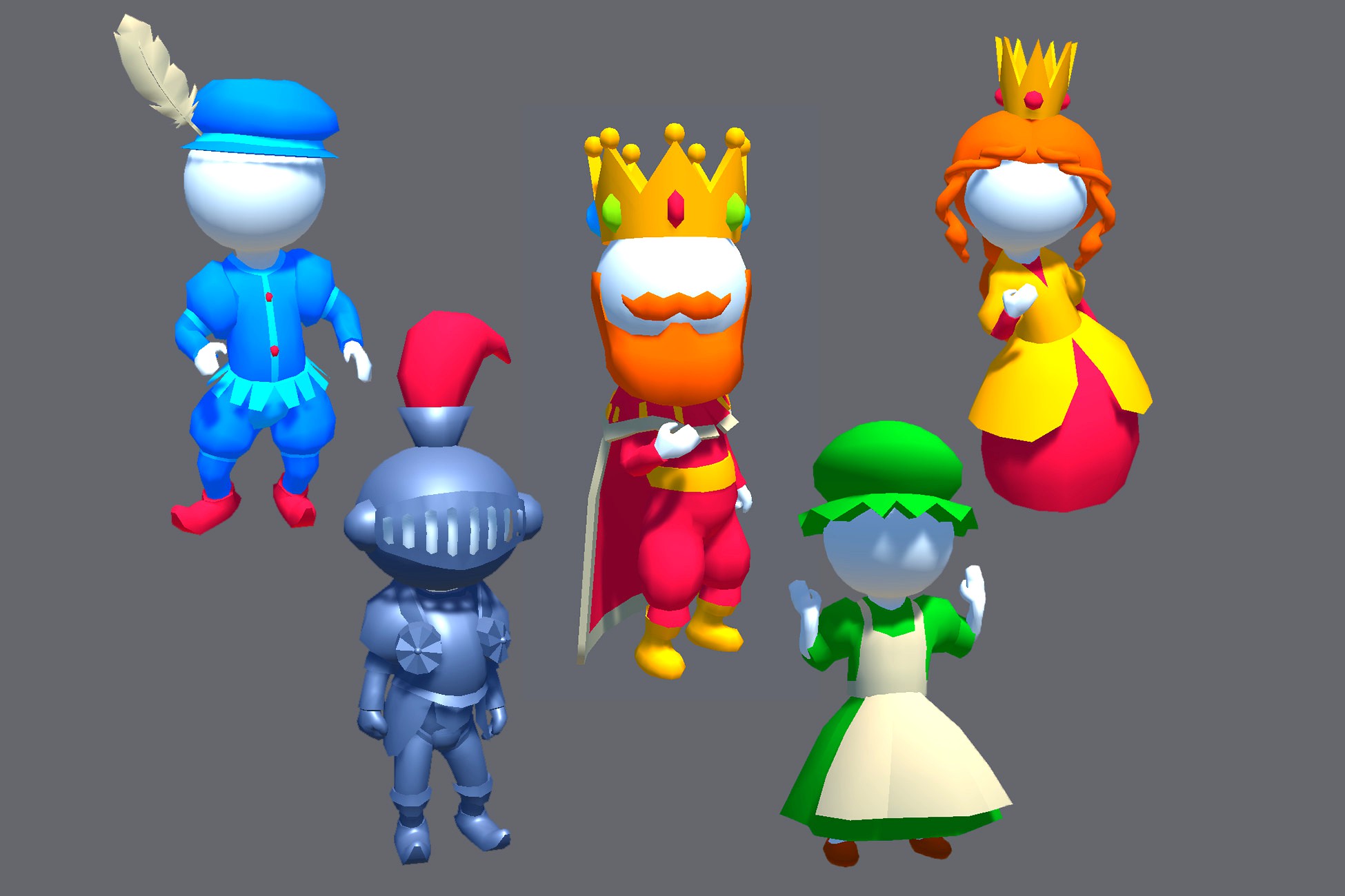 Hyper-Casual Characters Stickman sphere head skins vol.8 Kingdom 3d model