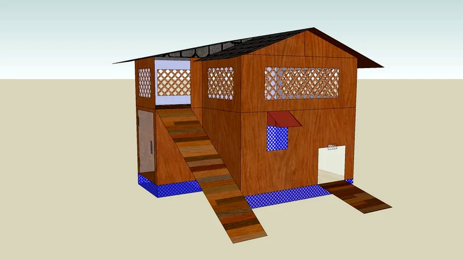 2 Story Dog House 3d model