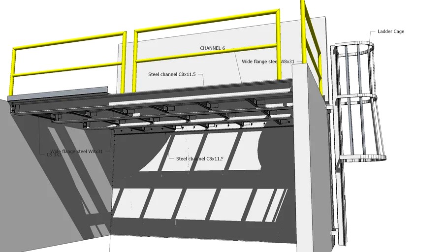 estructura y ladder & cage+railing 3d model