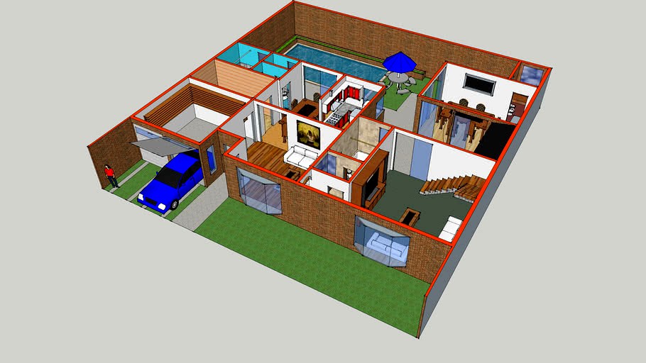 casa monte pilar - proyecto de arquitectura 3d model