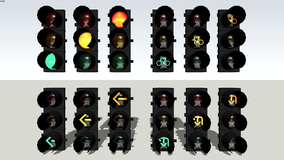 EOI LED 8-inch traffic signals 3d model