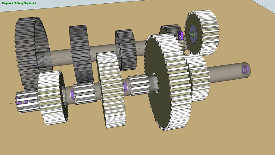 3 Speed Gearbox with Reverse - Sketchy 3d model