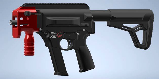 FGC-9 Mk2 Barrel Retainer with Vertical Grip by Loropew 3d model