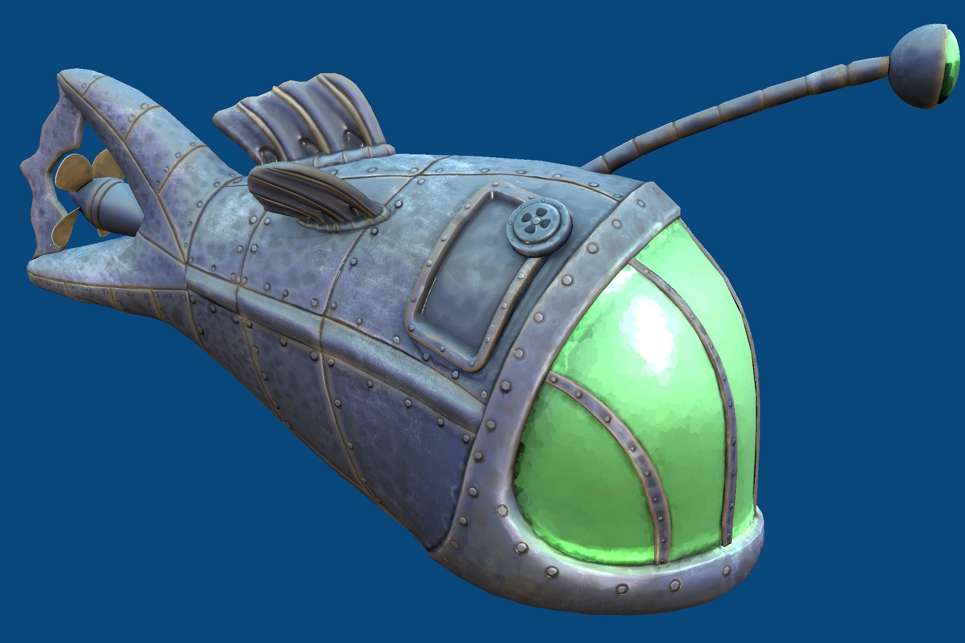 Anglerfish Submarine Hand-Painted 3d model