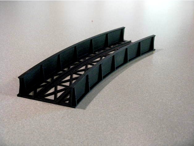 HO Scale 26" Radius Curved Bridge by kabrumble 3d model