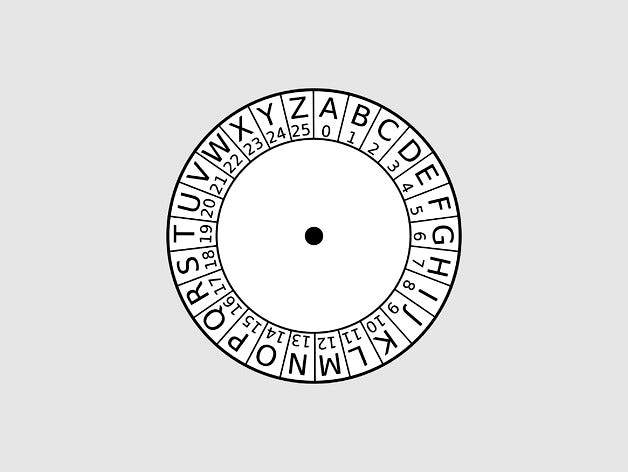 Caesar Cipher Wheel (Laser Cuter) by jcsocal 3d model