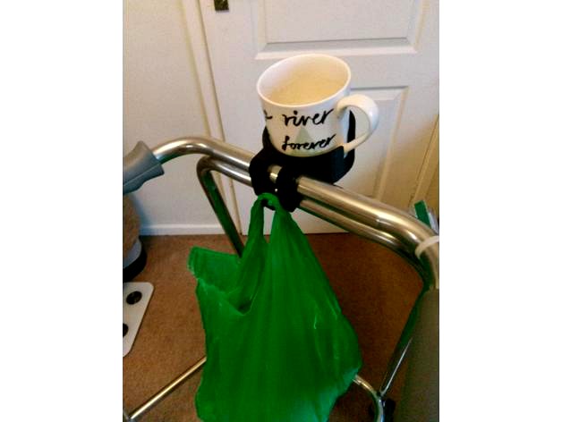 Walker/Zimmer frame cup holder carrier by madmachinations 3d model