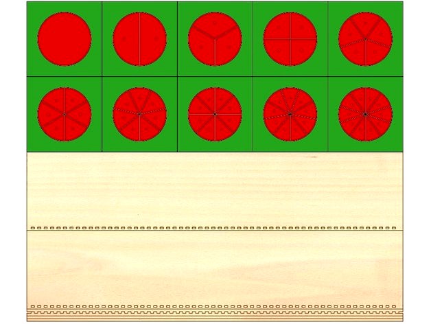 fraction circles & stands montessori for laser cut by atamblay 3d model