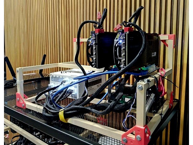 6 GPU Mining Rig with 3D Printed Parts by Macaca model