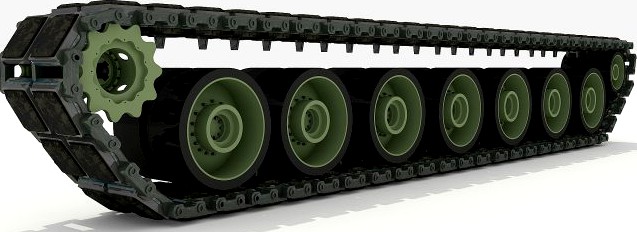 Military Tank Tracks and Wheels 3D Model