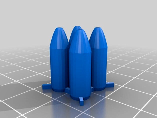 Airsoft realistic spiky hunting bullets V7 (4 pack) by poytureg 3d model