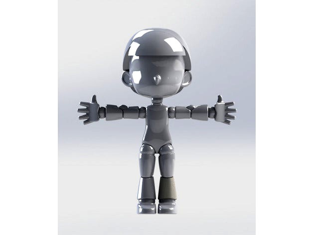 Articulated 6" Anime-Inspired Action Figure by PoofybirdDesign 3d model