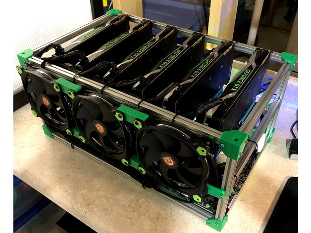 3D Printed Mining Rig - 140mm Fans and Power Button Holder by ...