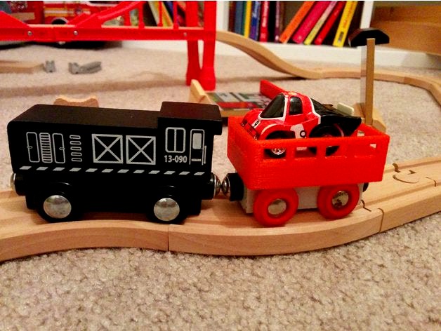 Wooden train container wagon car platform by __Vincent__ 3d model