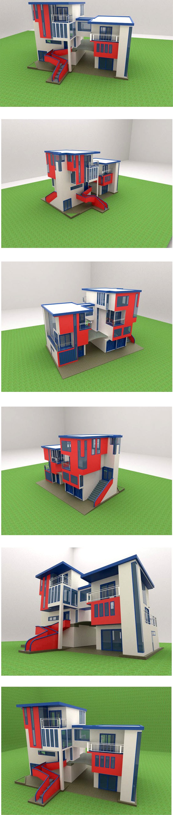 LOW POLY MANSION modern house 3d model
