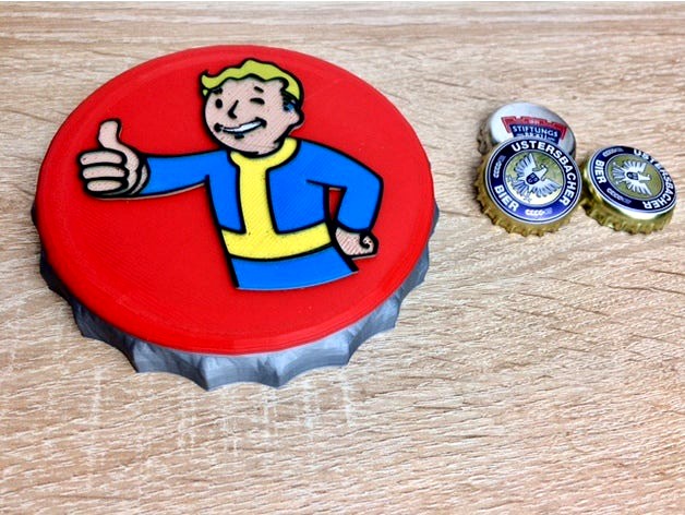 Vault boy bottle cap by HobbyHoarder 3d model