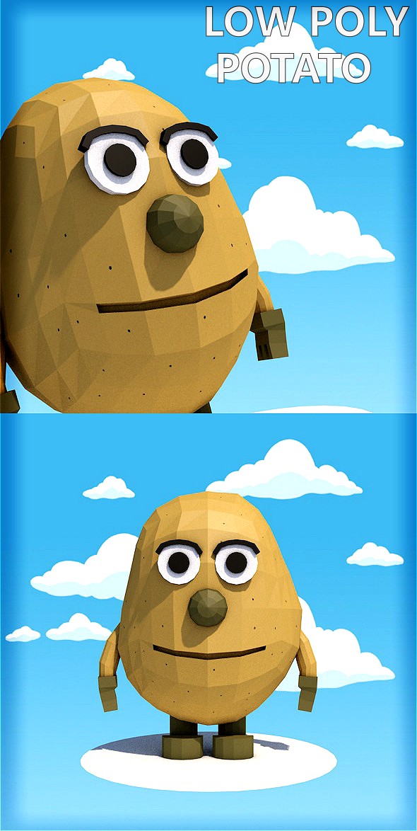 Low poly potato character 3d model