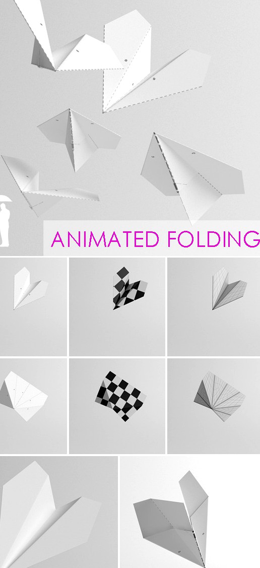 Folding Paper Plane animation 3d model