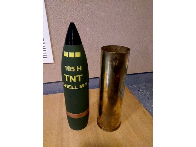 105mm Howitzer Shell M1 by sbeecroft 3d model