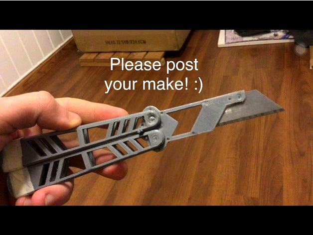 Balisong prop box cutter flipper by IMALIVENOWcosplay 3d model