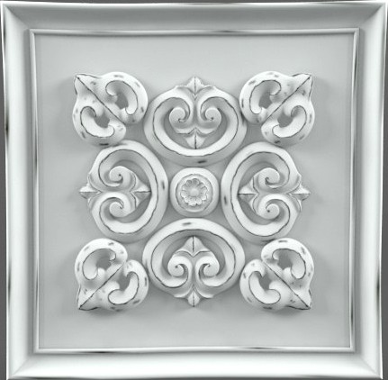 Antiqued-White Square Panel 3d model