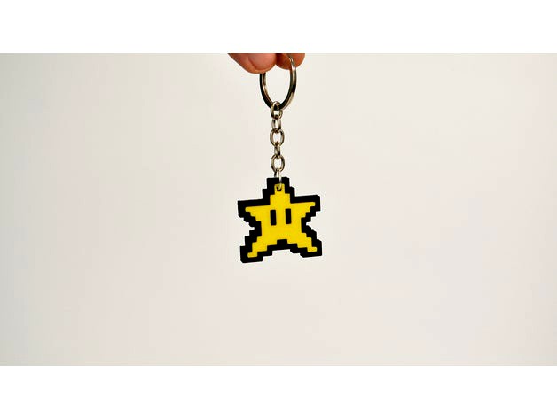 8bit Star Mario Keychain by 2be3D model