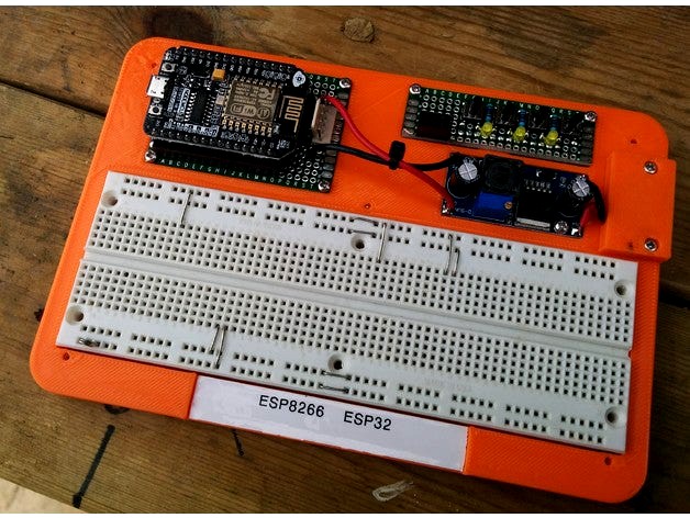 Breadboard for ESP8266 or ESP32 With Regulator by Dimwit-Dave 3d model