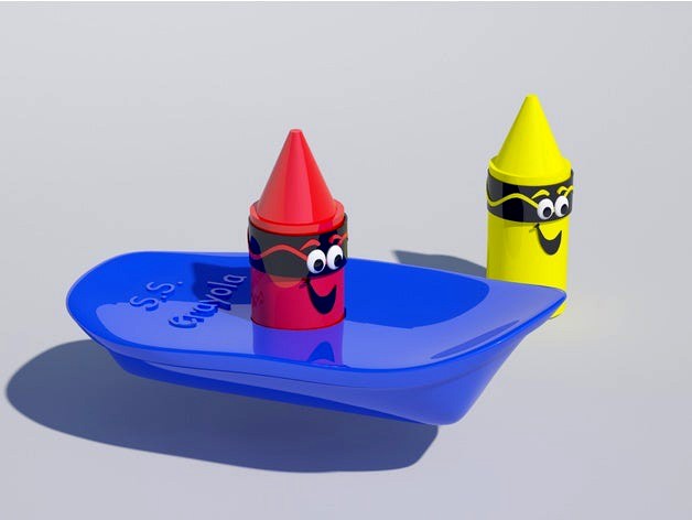 Crayola Customizable Crayon Boat by kstrobe 3d model