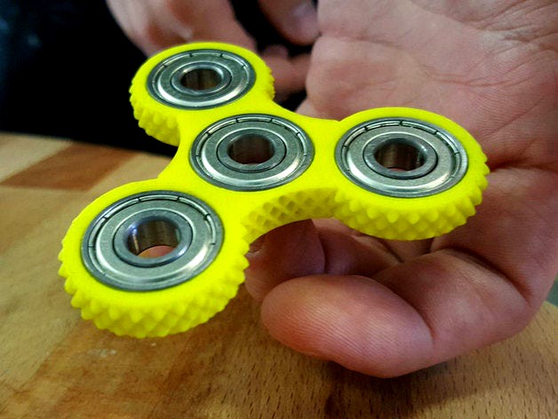 Knurled Tri-Spinner EDC Fidget Widget / Triple Bearing Spinner by 3DCentralVA model