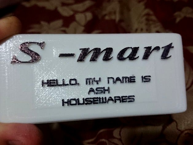 Evil Dead - Ash Housewares Name Tag by LinktoFear 3d model